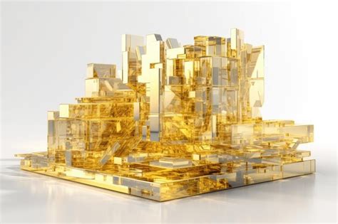 Premium Ai Image Golden Rectangles And Aluminum Building Shapes