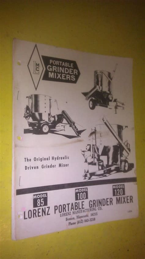 Lorenz 1976 Model 85 100 120 Portable Grinder Mixer Parts Manual