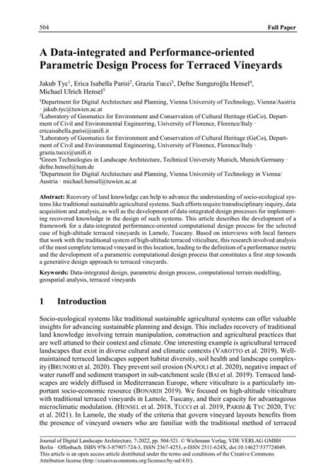 Pdf A Data Integrated And Performance Oriented Parametric Design Process For Terraced Vineyards