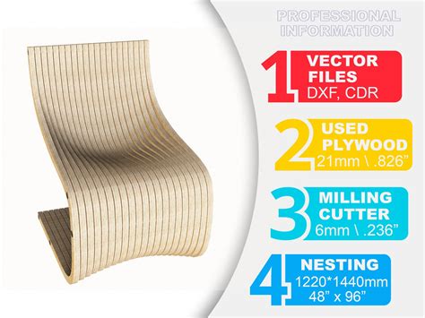 Parametric Chair Dxf Files For Cnc Wood Cnc Cut Files Vector Cnc Furniture Files Cdr Stl