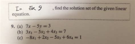 solved find the solution set of the given linear equation