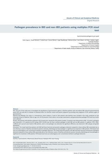 Pathogen Prevalence In Ibd And Non Ibd Patients Using Multiplex Pcr Stool Test Sidre Erganis1