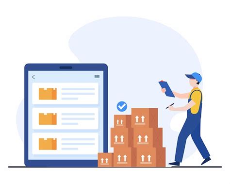 Premium Vector Worker Checking Stock Inventory And Making Notes Before Shipping Inventory