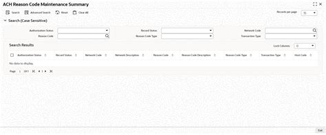 Ach Reason Code Maintenance Summary