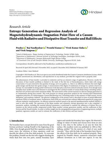 pdf entropy generation and regression analysis of magnetohydrodynamic