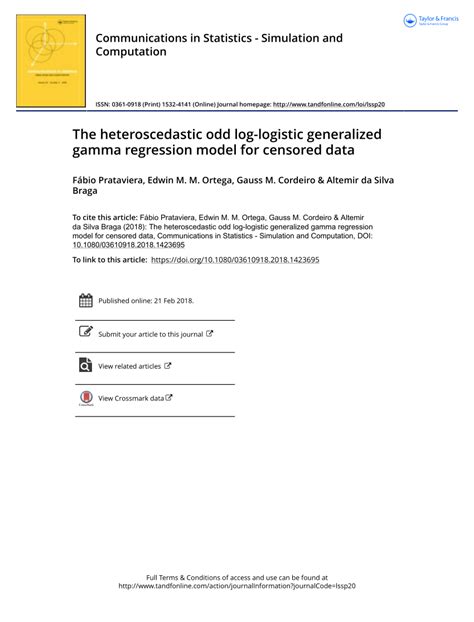 Pdf The Heteroscedastic Odd Log Logistic Generalized Gamma Regression Model For Censored Data
