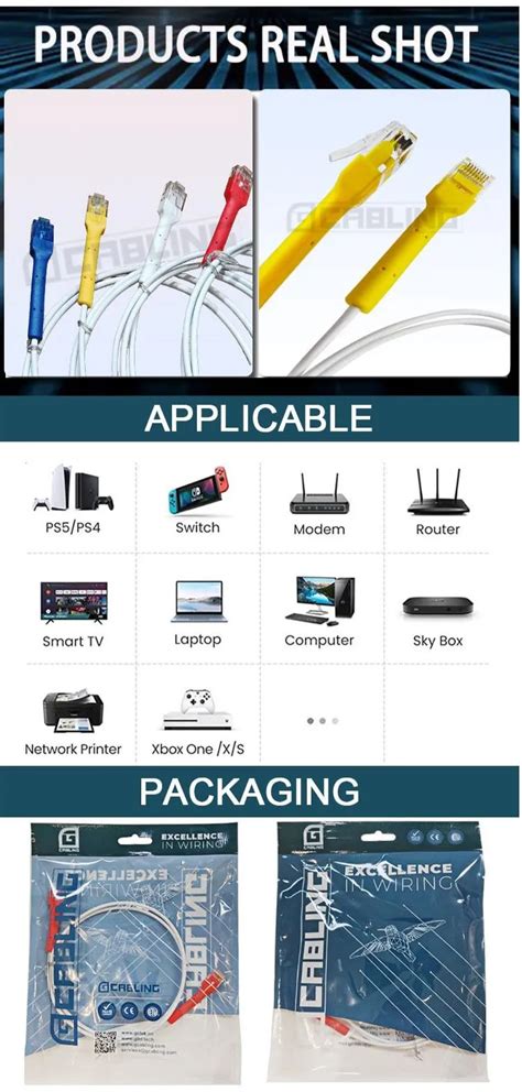 Gcabling Utp Network Patch Cord With Elastic Boot 32 Awg Pure Copper Cat6a Patch Cord Gcabling