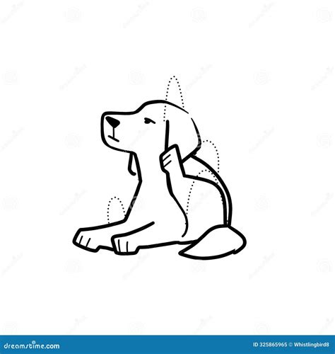 Flea Infested Dog Scratching Fleas Illustration Cartoon Style Drawing