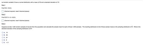 solved let random variable x have a normal distribution with