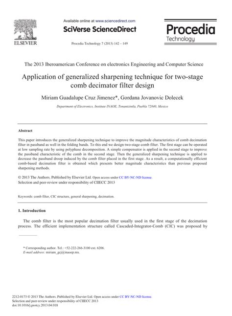 Pdf Application Of Generalized Sharpening Technique For Two Stage