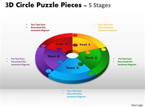 Sales Diagram 3d Circle Puzzle Diagram 5 Stages Consulting Diagram