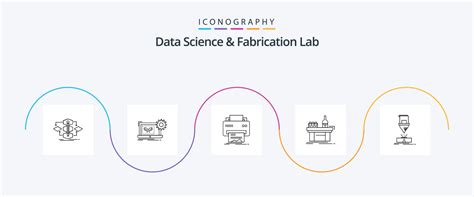 Data Science And Fabrication Lab Line 5 Icon Pack Including Lab Biology Engineering Paper