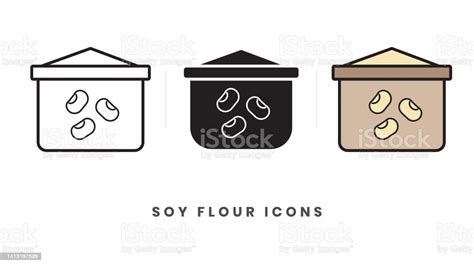 Soy Flour Icon In Lineart Outline Solid Colored Styles For Wesite