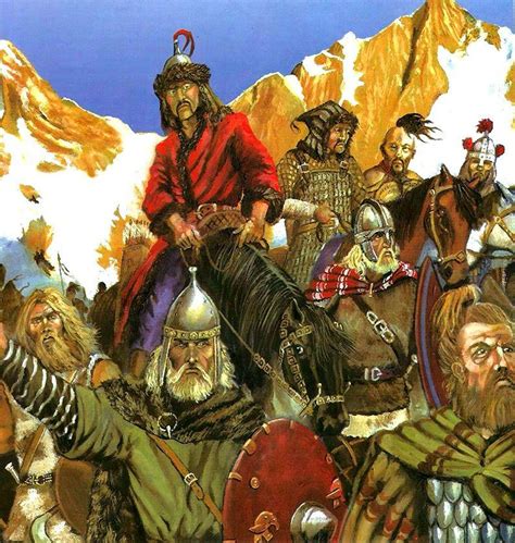 Atilla The Hun On Campaign With His Germanic Vassals Guerrieri Alto