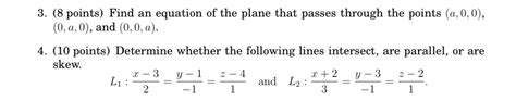 solved 8 ﻿points ﻿find an equation of the plane that