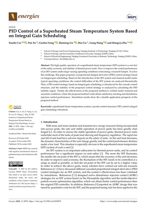 Pdf Pid Control Of A Superheated Steam Temperature System Based On