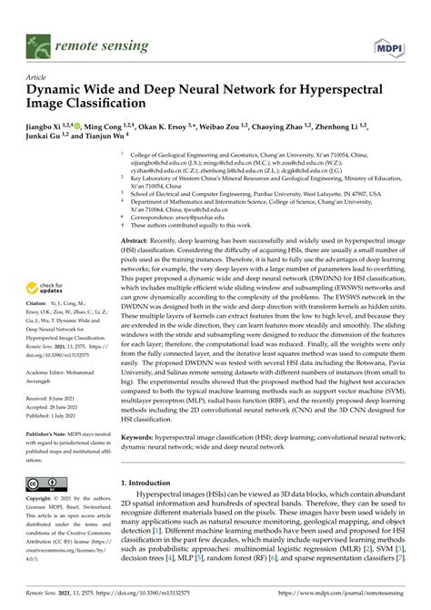 Pdf Dynamic Wide And Deep Neural Network For Hyperspectral Image Classification