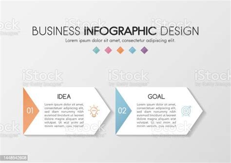 비즈니스 아이콘과 2 단계가있는 다이어그램 인포그래픽 디자인 벡터 3차원 형태에 대한 스톡 벡터 아트 및 기타 이미지 3차원 형태 개념 그래프 Istock