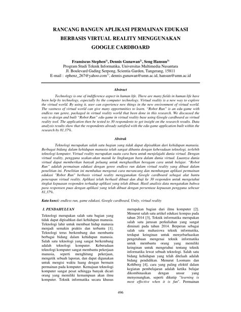 PDF Rancang Bangun Aplikasi Permainan Edukasi Berbasis Virtual Reality Menggunakan Google