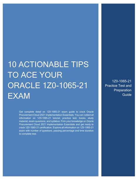 Ppt 2021 10 Actionable Tips To Ace Your Oracle 1z0 1065 21 Exam Powerpoint Presentation Id