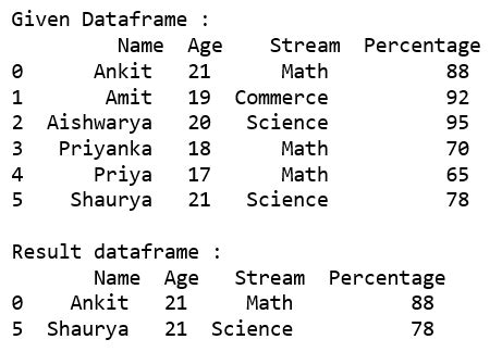Pandas Implement A Where Method To Select Column Name And Value From String In Python