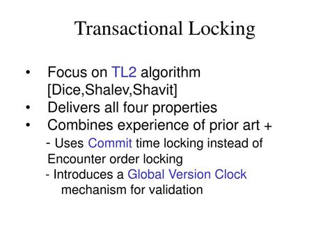 Ppt Transactional Locking Powerpoint Presentation Free Download Id