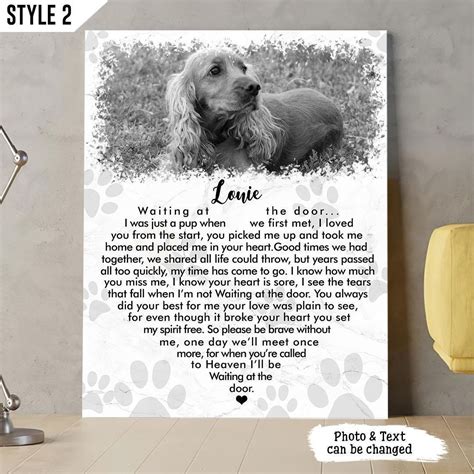 Waiting At The Door Dog Poem Custom Dog Memorial Canvas Print Hear