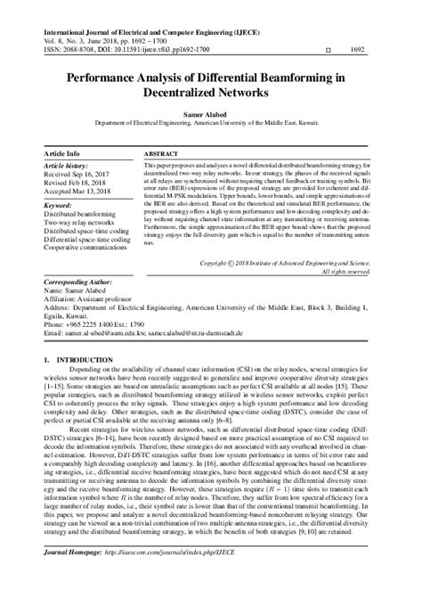 Pdf Performance Analysis Of Differential Beamforming In Decentralized Networks