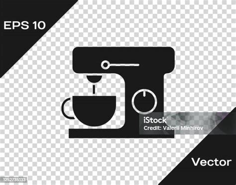 투명 한 배경에 격리 된 블랙 일렉트릭 믹서 아이콘 주방 믹서기 벡터 일러스트레이션 가정 생활에 대한 스톡 벡터 아트 및 기타