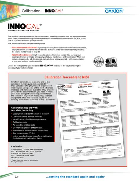 Calibration Calibration Traceable To Nist