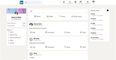 Md Samirul Alam On Linkedin Linkedin Clone With React And Firebase Technologies 1 React