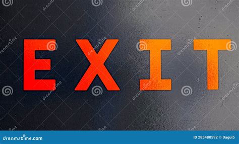 EXIT A Single Bold Word Sign On Black Background Stock Photo Image Of Color Blue 285480592
