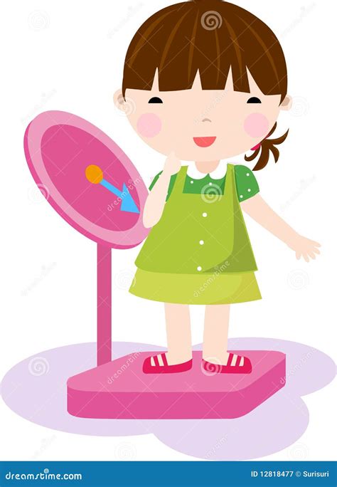Girl Checking Her Weight On A Scale Stock Vector Illustration Of Female Girl 12818477