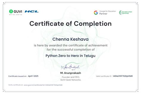 Python Certification Guvi Learning Skillup Datascience