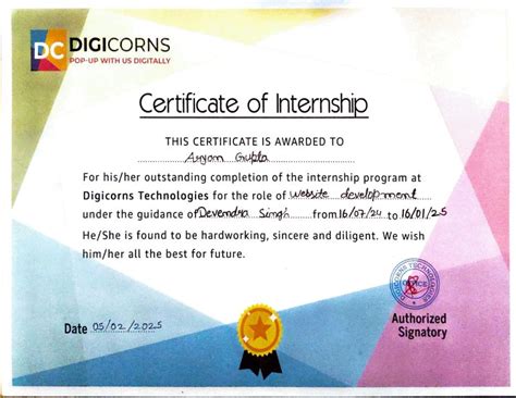 Webdevelopment Coding Internshipcompleted Digicornstechnologies Aryan Gupta