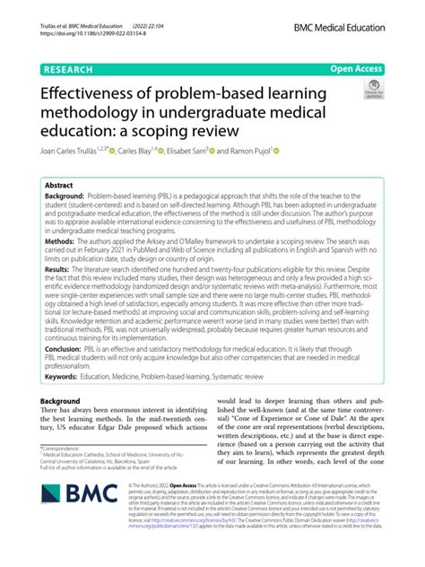 effectiveness of problem based learning methodology in undergraduate