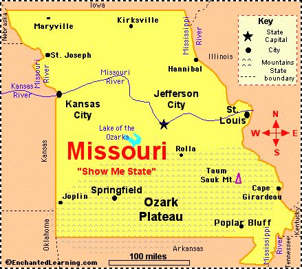 Missouri Facts Map And State Symbols