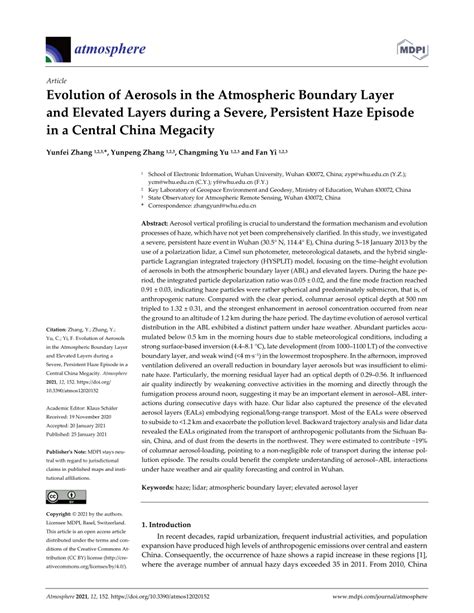 Pdf Evolution Of Aerosols In The Atmospheric Boundary Layer And Elevated Layers During A