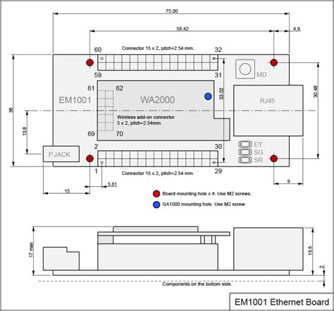 EM1001 Mechanical Dimensions Tibbo Docs
