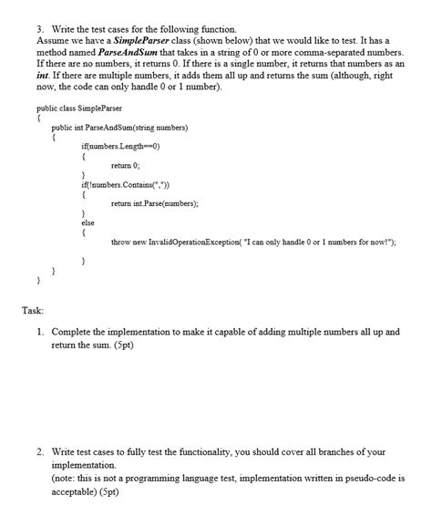 Write The Test Cases For The Following Function Chegg