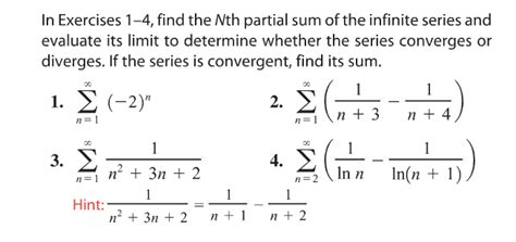 Solved In Exercises 1 4 Find The Nth Partial Sum Of The Chegg Com