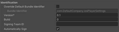 Unity Manual IOS Player Settings