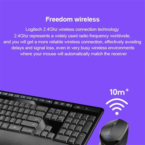 Logitech MK345 Wireless Full Size Keyboard 2 4GHz 1000DPI Wireless Optical Mouse Set With Nano