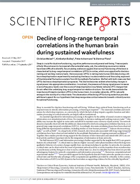 Pdf Decline Of Long Range Temporal Correlations In The Human Brain During Sustained
