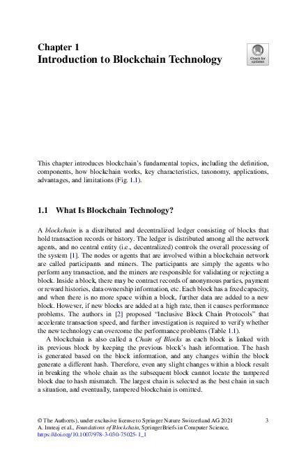 Pdf Introduction To Blockchain Technology