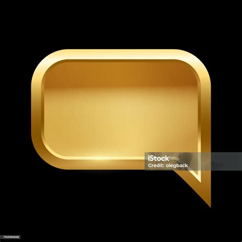 금색 직사각형 말풍선은 프레임 벡터 그림이 있다 빈 엠블럼 메달 또는 배지를 위한 3d 황금 광택 우아한 버튼 디자인 검은색