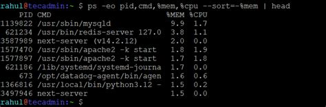 How To Find Top Memory And Cpu Consuming Processes In Linux