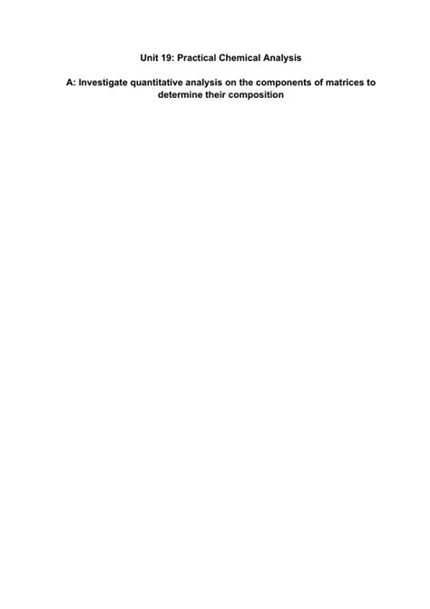 Btec Applied Science Level 3 Unit 19 Assignment A Distinction Unit 19 Practical