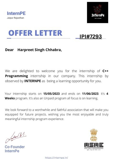Harpreet Chhabra On Linkedin Internship Share