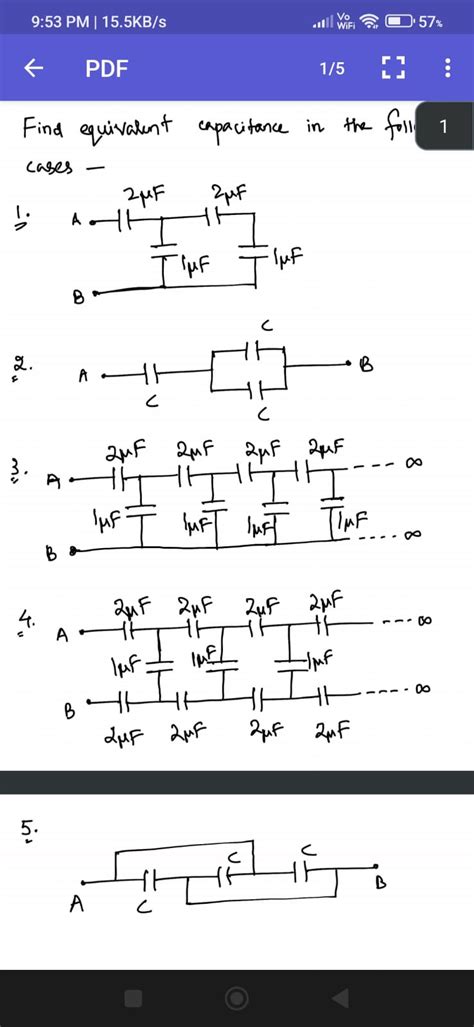 Find The Equivalent Capacitance For The Following Circuits Two 2µf Capa